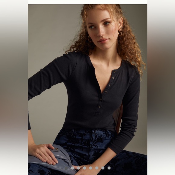 Pilcro | Tops | The Andie Ribbed Henley Top By Pilcroblkxsnwt | Poshmark